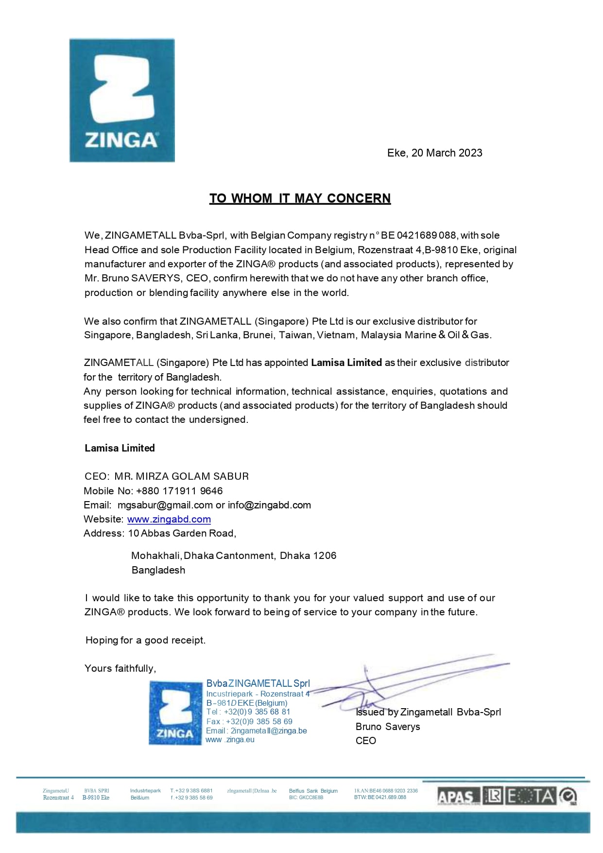 ZINGA BANGLADESH - The Cold Film Galvanizing System